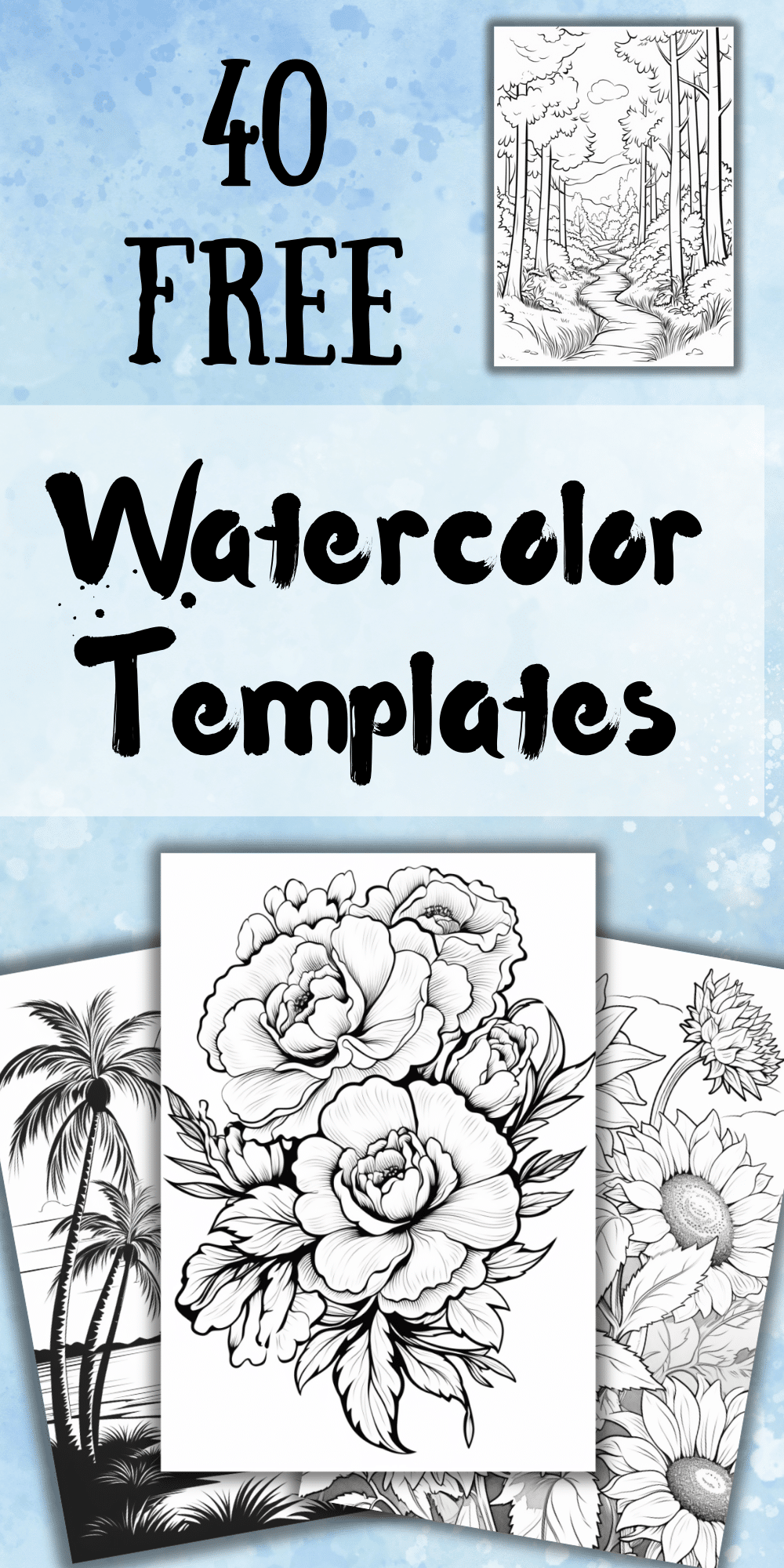 17 Printable Watercolor Templates – Paint-Ready Floral Outlines ...