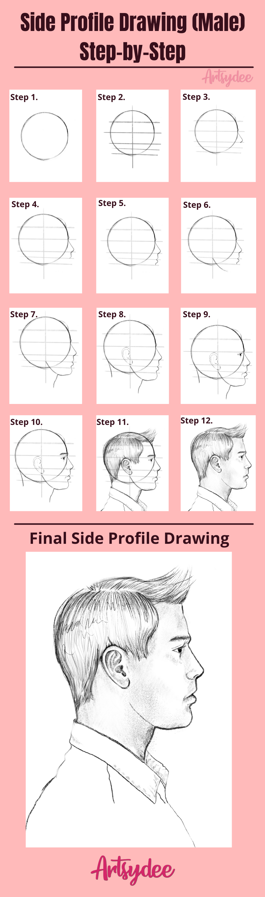 12 Easy Steps to an Accurate Side Profile Drawing - Artsydee | Drawing ...