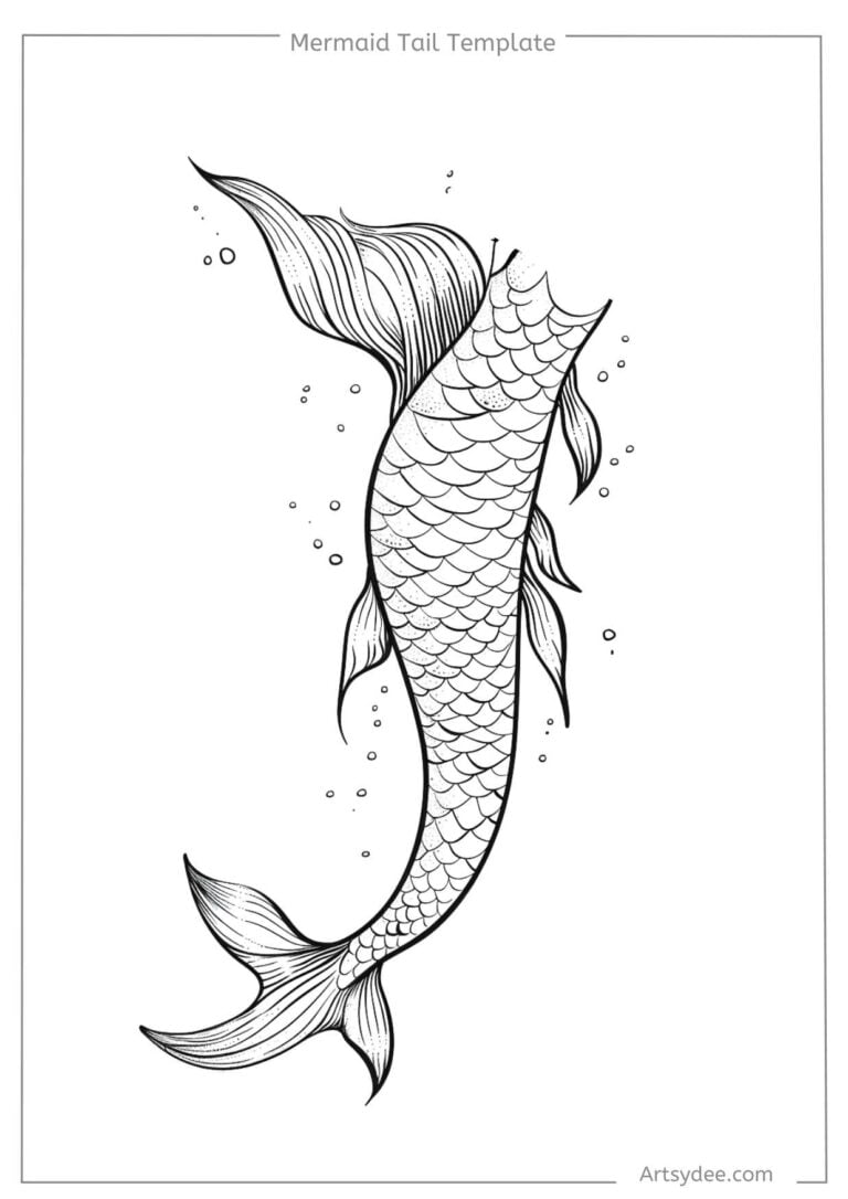 20+ FREE Printable Mermaid Tail Templates! - Artsydee - Drawing ...