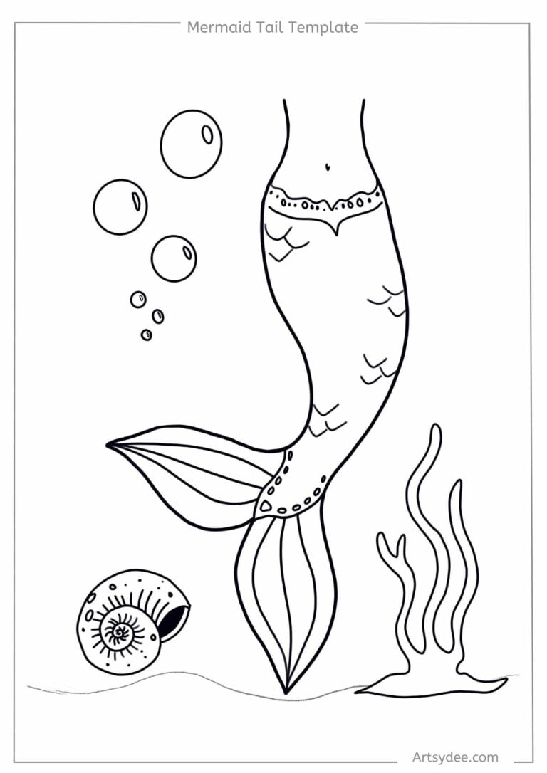 20+ FREE Printable Mermaid Tail Templates! - Artsydee - Drawing ...