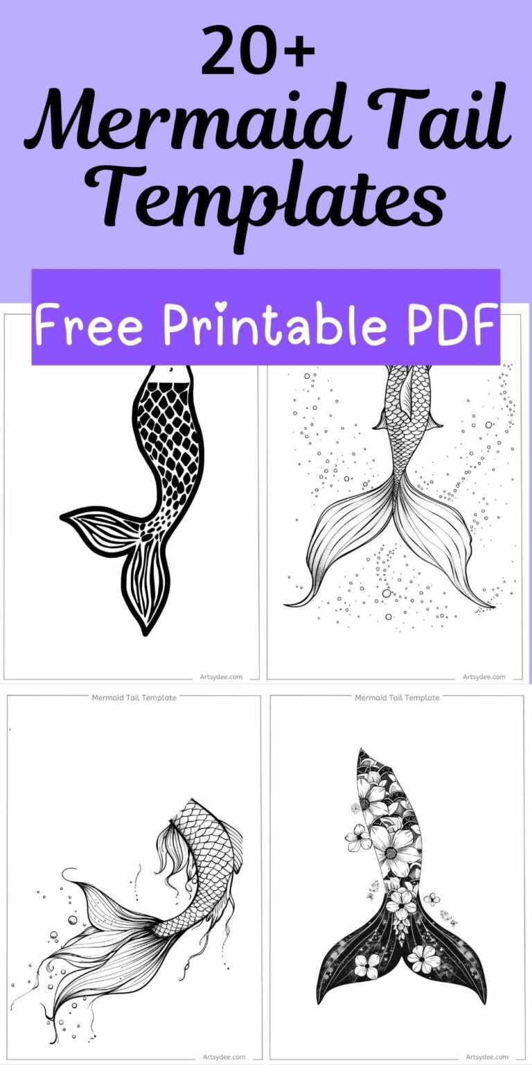 20+ FREE Printable Mermaid Tail Templates! - Artsydee - Drawing ...