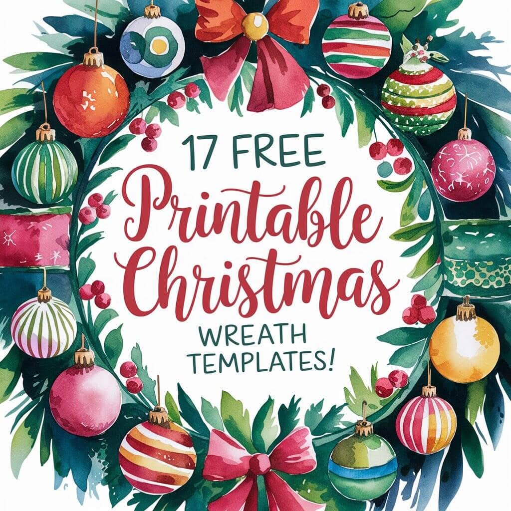 17 Festive Christmas Wreath Template Printables (FREE PDF!) - Artsydee ...