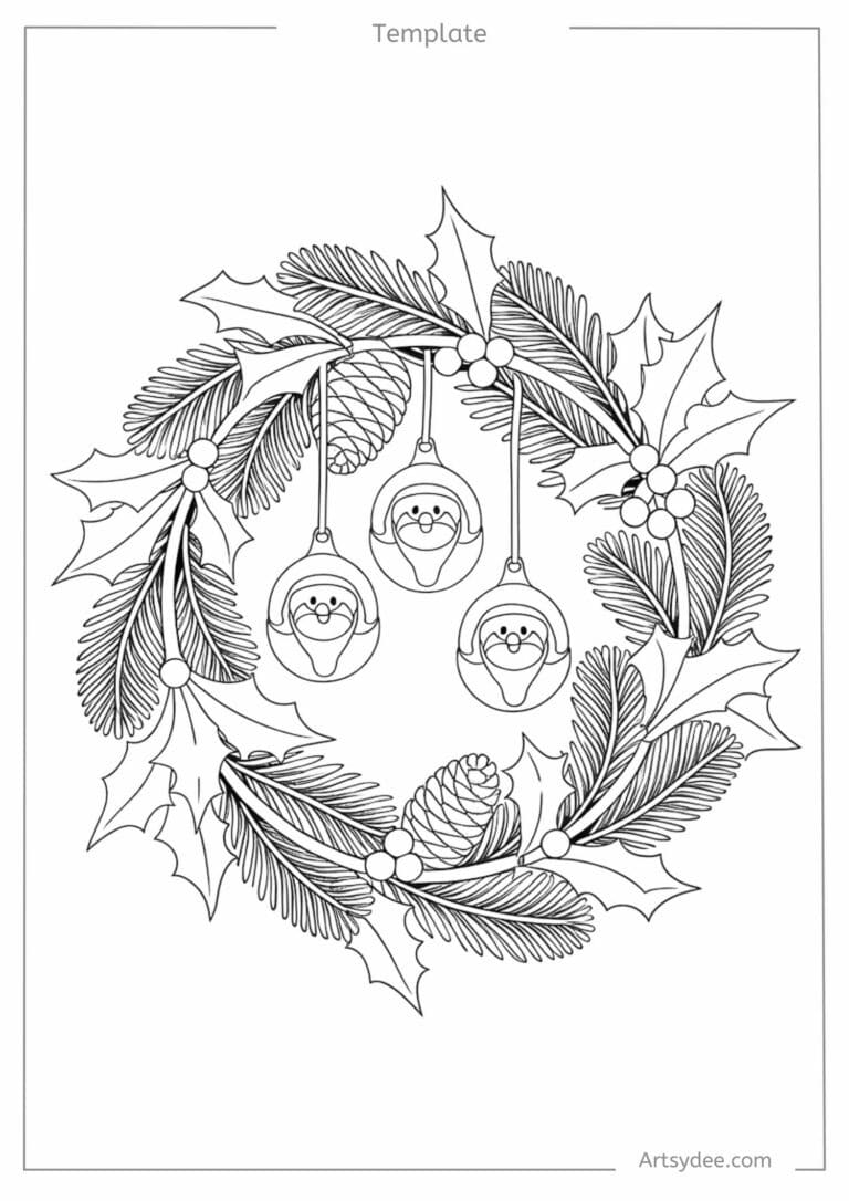 17 Festive Christmas Wreath Template Printables (FREE PDF!) - Artsydee ...