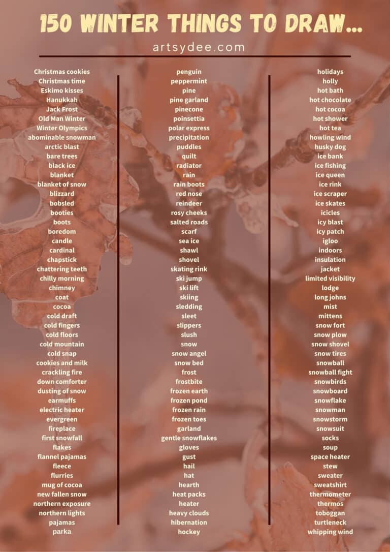 150 Wonderful Winter things to Draw - Artsydee - Drawing, Painting ...