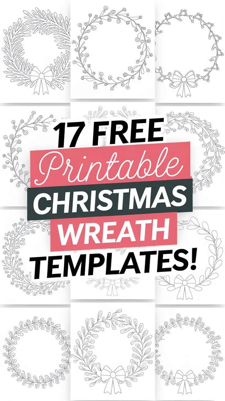 17 Festive Christmas Wreath Template Printables (FREE PDF!) - Artsydee ...