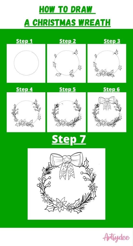 How to Draw a Wreath in 7 Easy Steps! – Artsydee – Drawing, Painting ...
