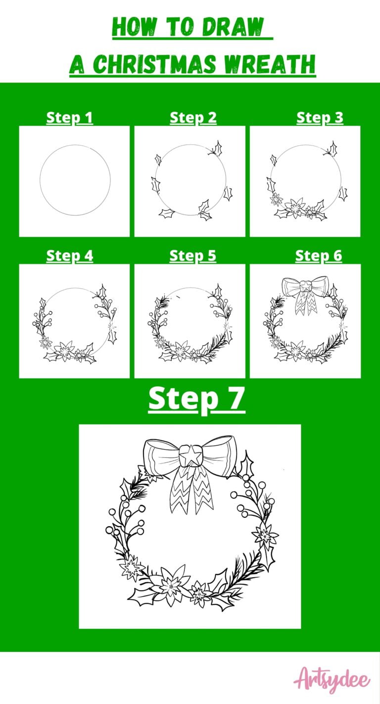 How to Draw a Wreath in 7 Easy Steps! – Artsydee – Drawing, Painting ...