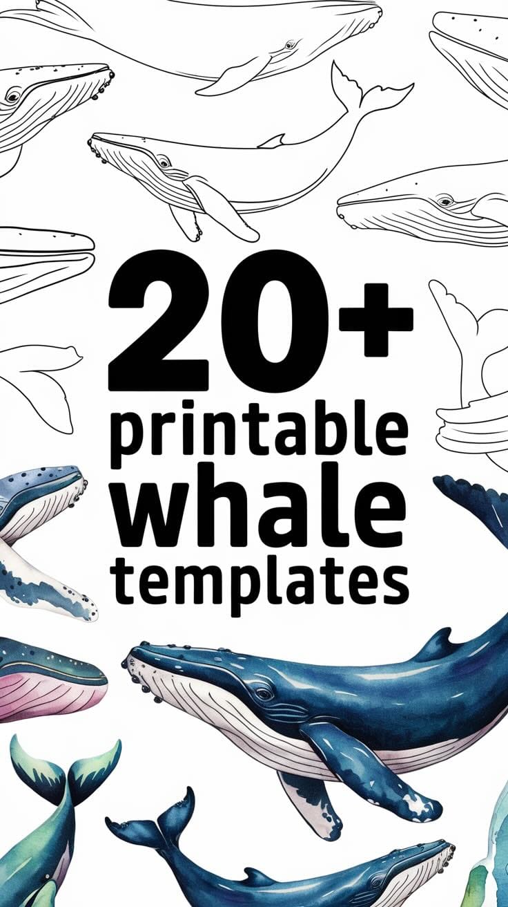 20+ Free Printable Whale Templates for Watercolor & Crafts! – Artsydee ...