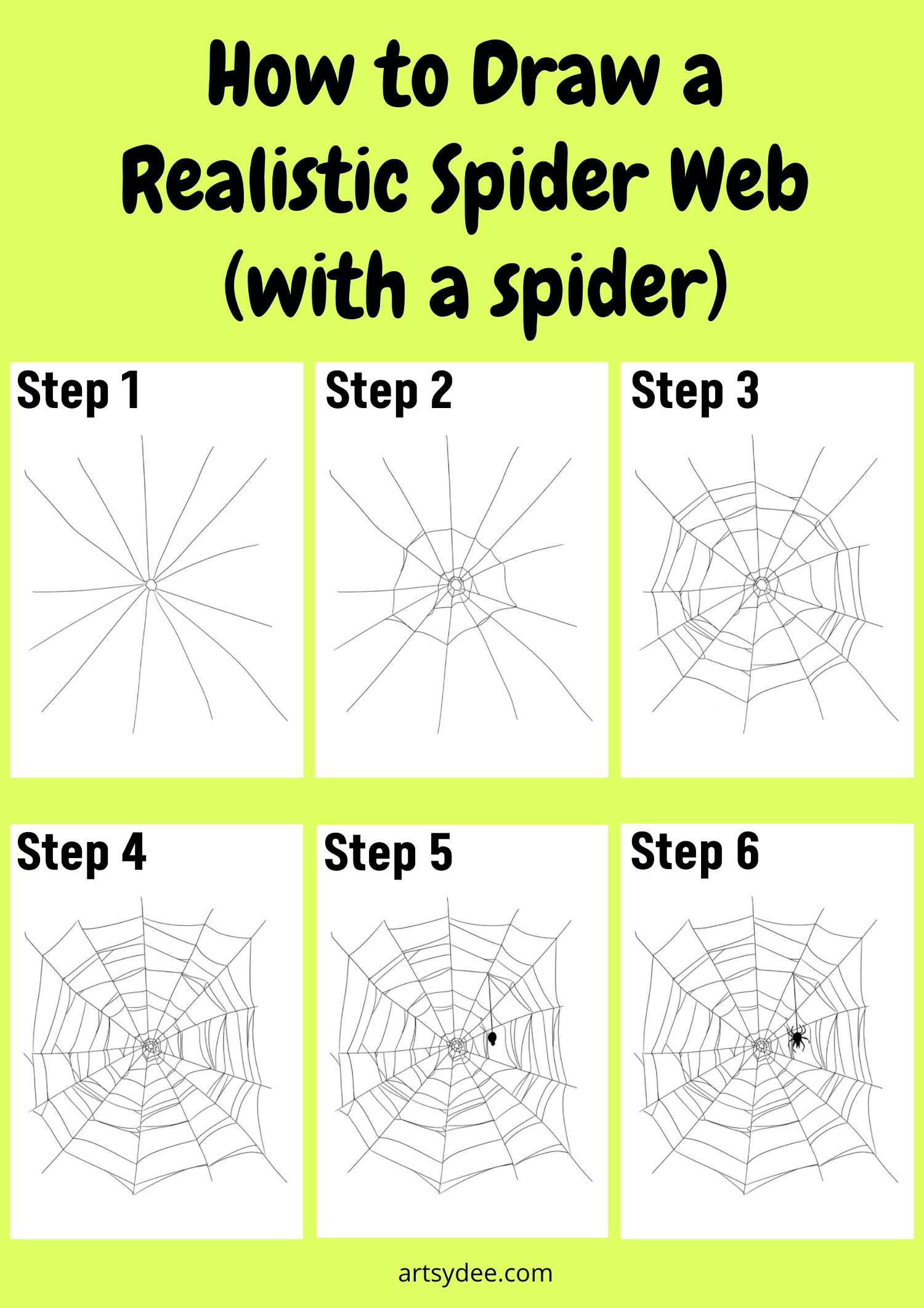 Spider Web Drawing | 3 Easy Step-by-Step Tutorials - Artsydee - Drawing ...