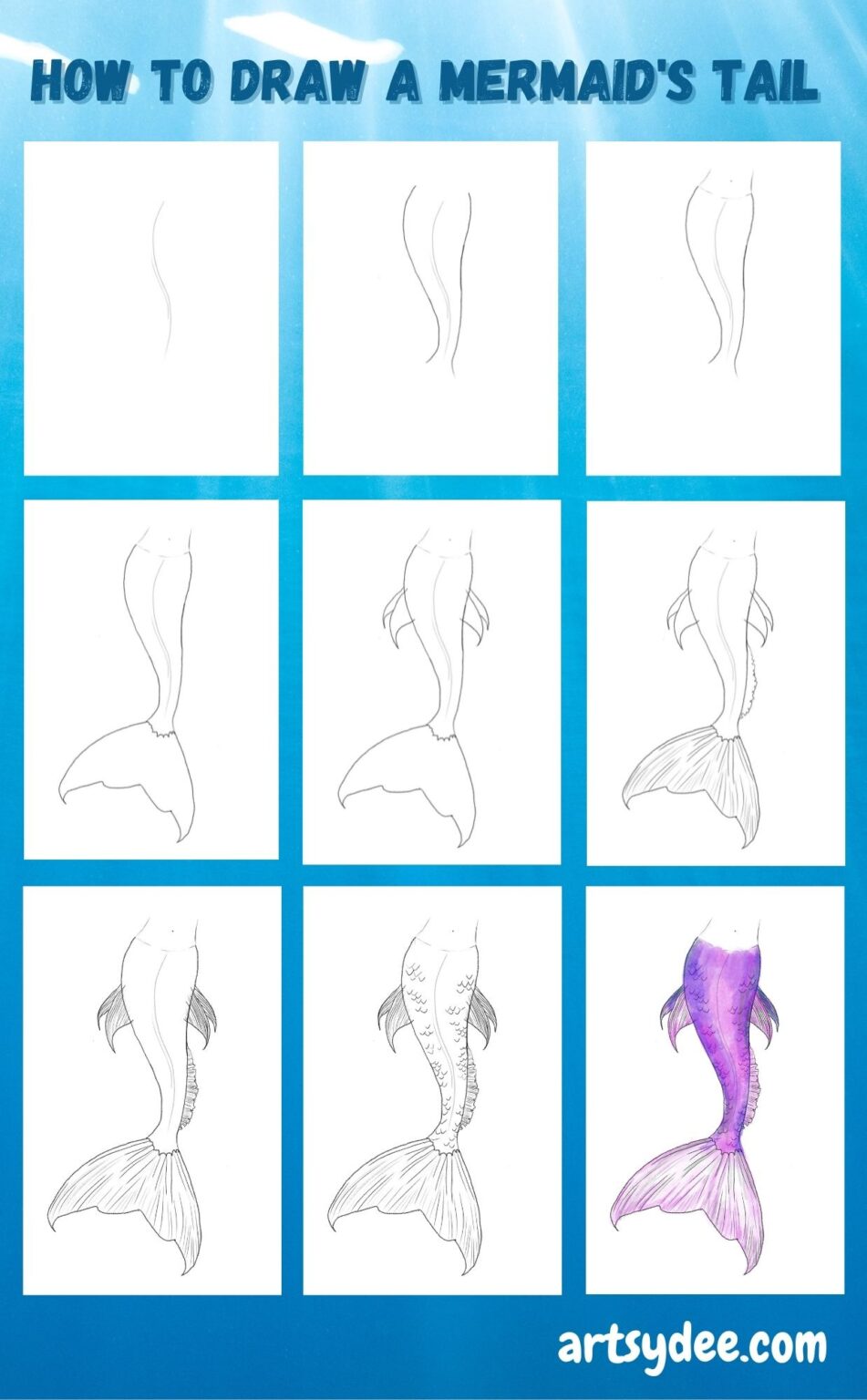 How to Draw a Mermaid Tail in 15 Easy Steps - Artsydee - Drawing ...