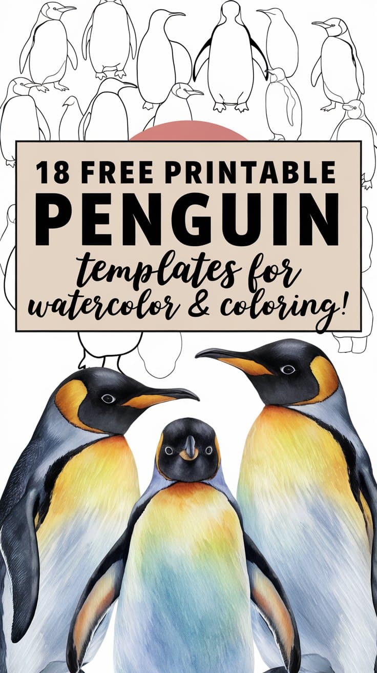 18 Free Printable Penguin Templates for Watercolor & Coloring Fun ...