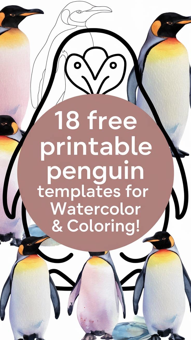 18 Free Printable Penguin Templates for Watercolor & Coloring Fun ...