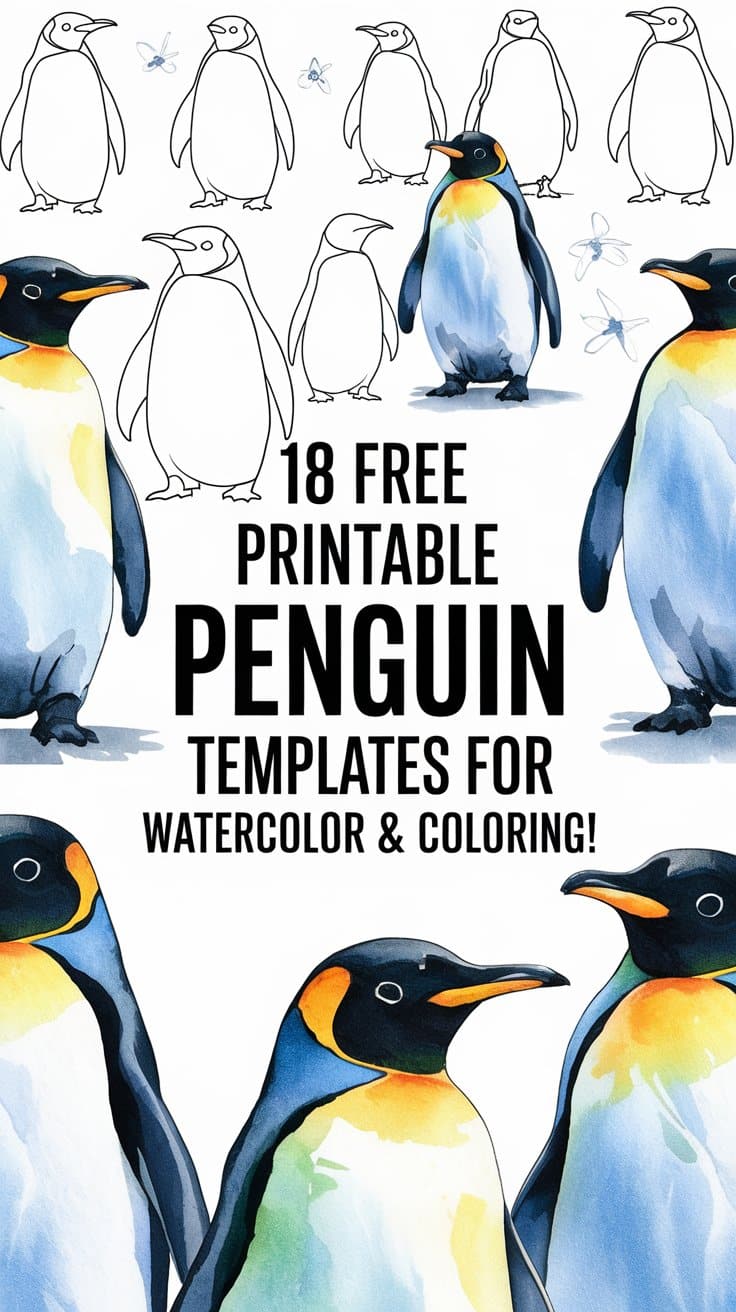 18 Free Printable Penguin Templates for Watercolor & Coloring Fun ...