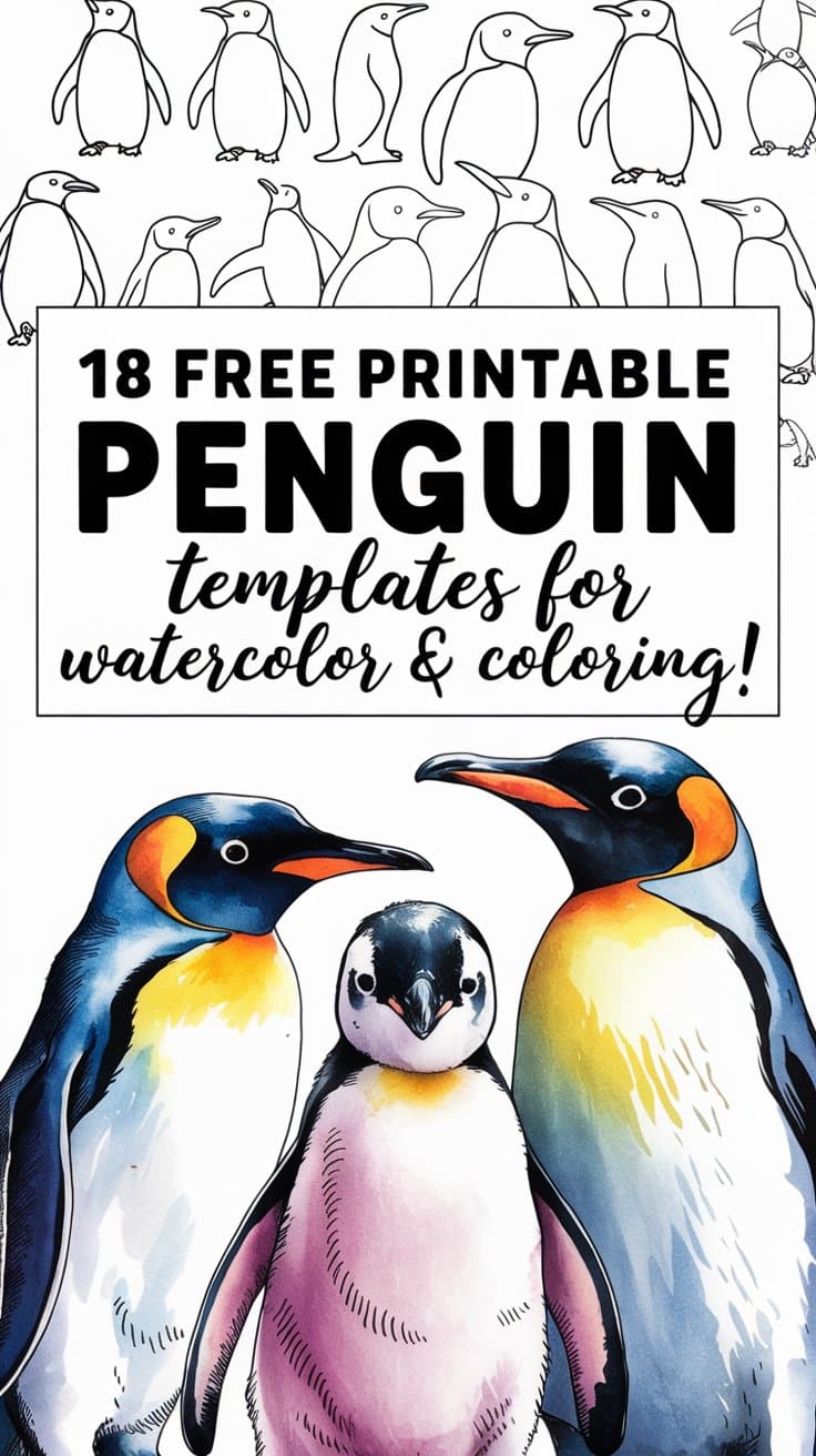 18 Free Printable Penguin Templates for Watercolor & Coloring Fun ...