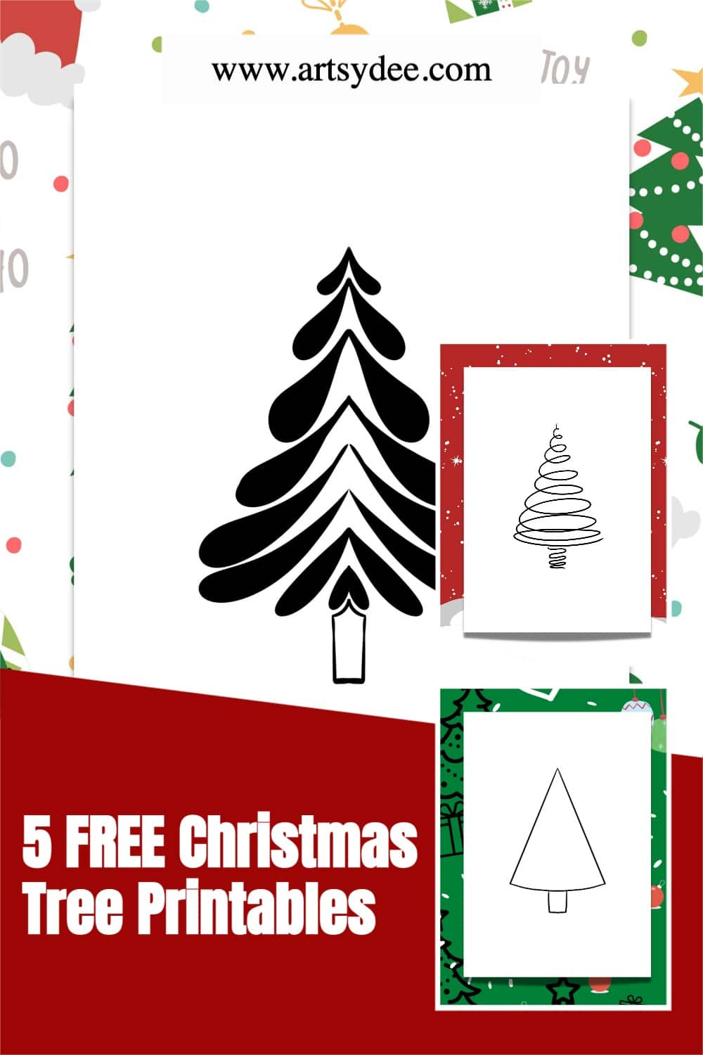 5 x Christmas Tree Printable Free Templates - Artsydee - Drawing ...