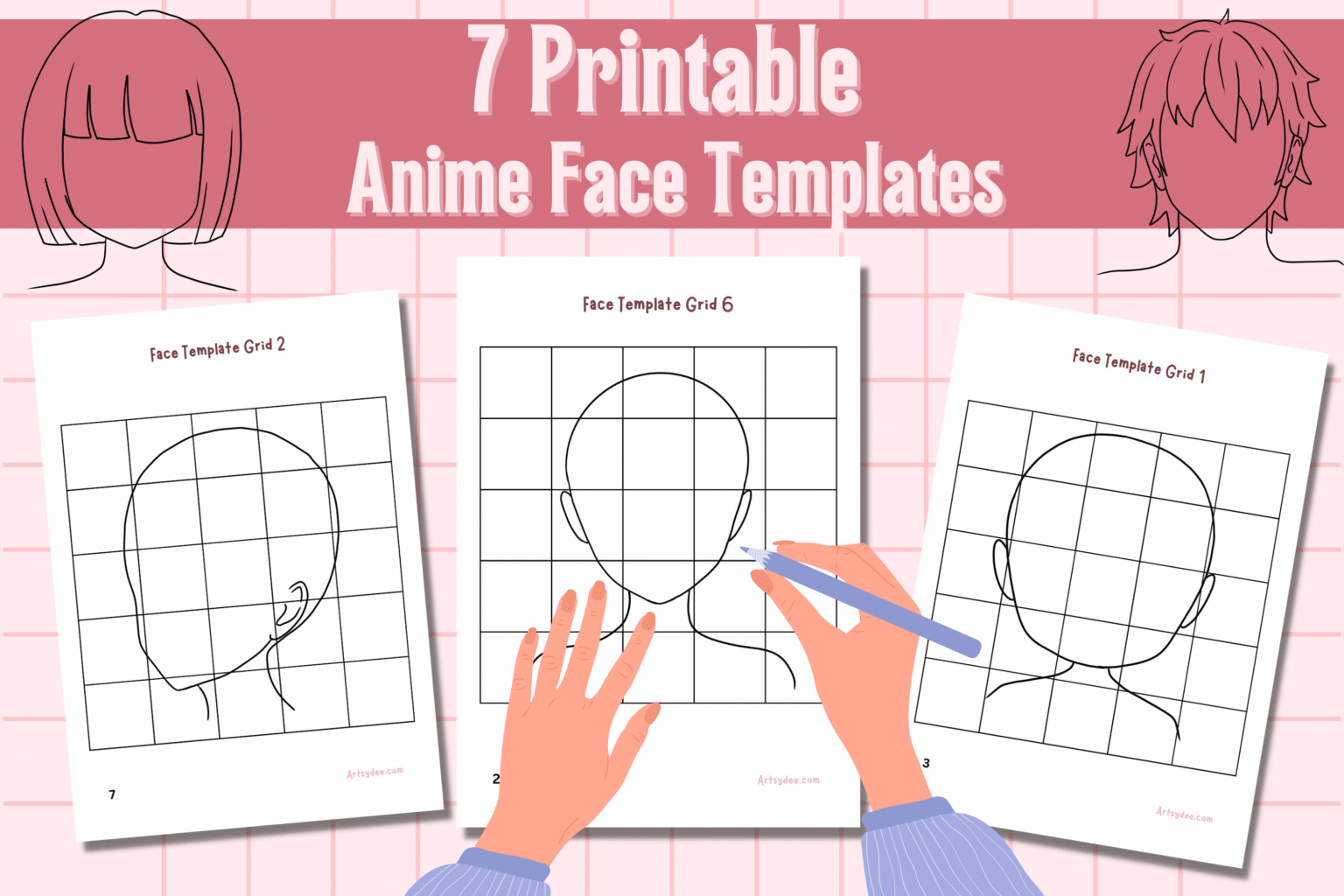 7 Anime Face Template Guides - Mastering Anime Drawing - Artsydee ...