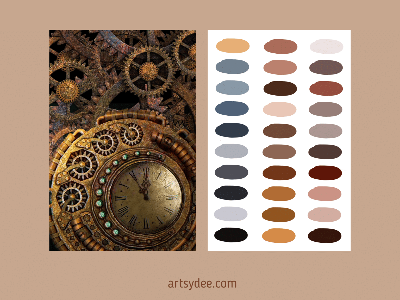 The Perfect Steampunk Colour Palette for Procreate - Artsydee - Drawing ...