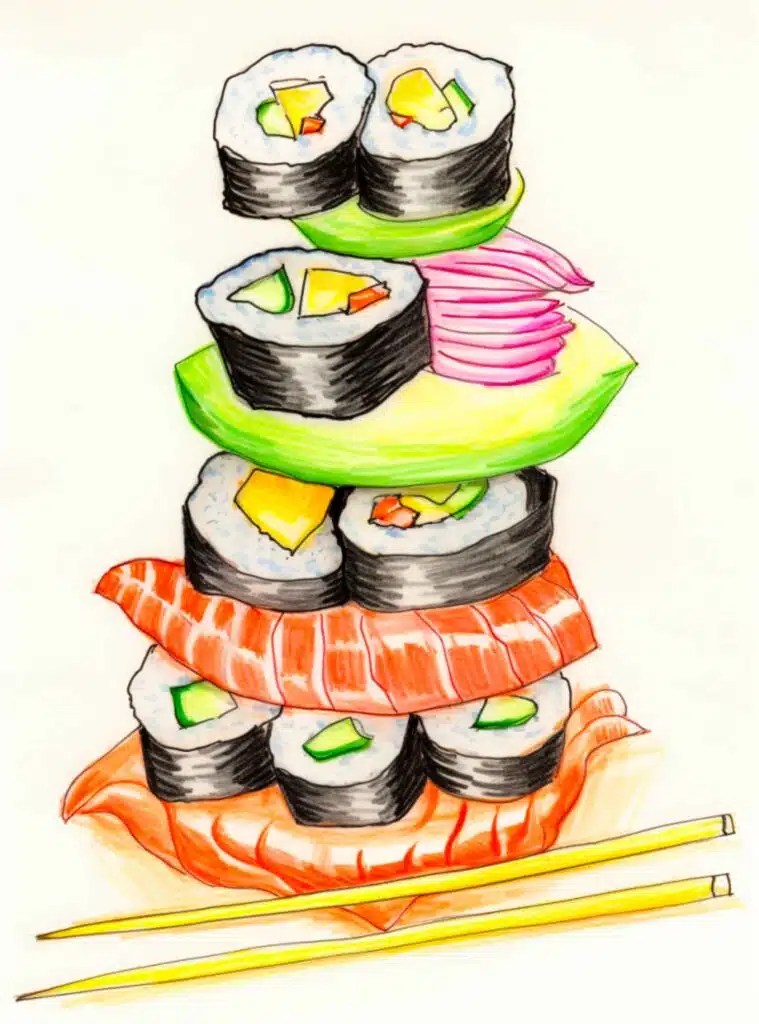 Colored Drawings Of Food