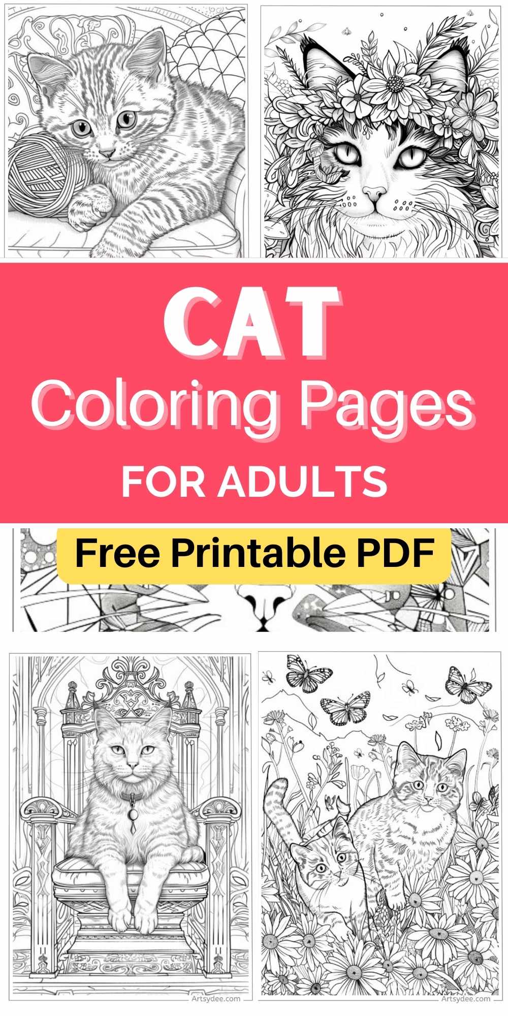 40+ Kitty Cat Coloring Pages for Kids & Adults! (Free Printable PDF ...