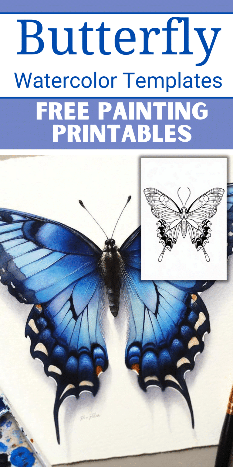 30 Butterfly Templates for Watercolor Painting (Free Printable PDF ...