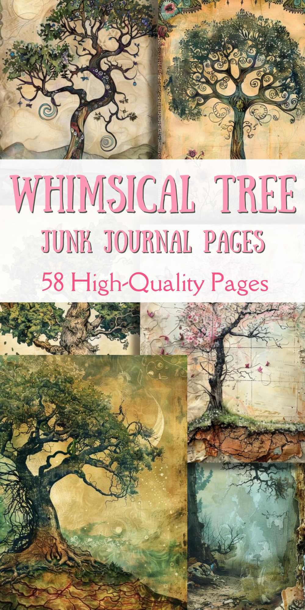 58 Magical Tree Junk Journal Pages (Printable PDF) - Artsydee - Drawing ...