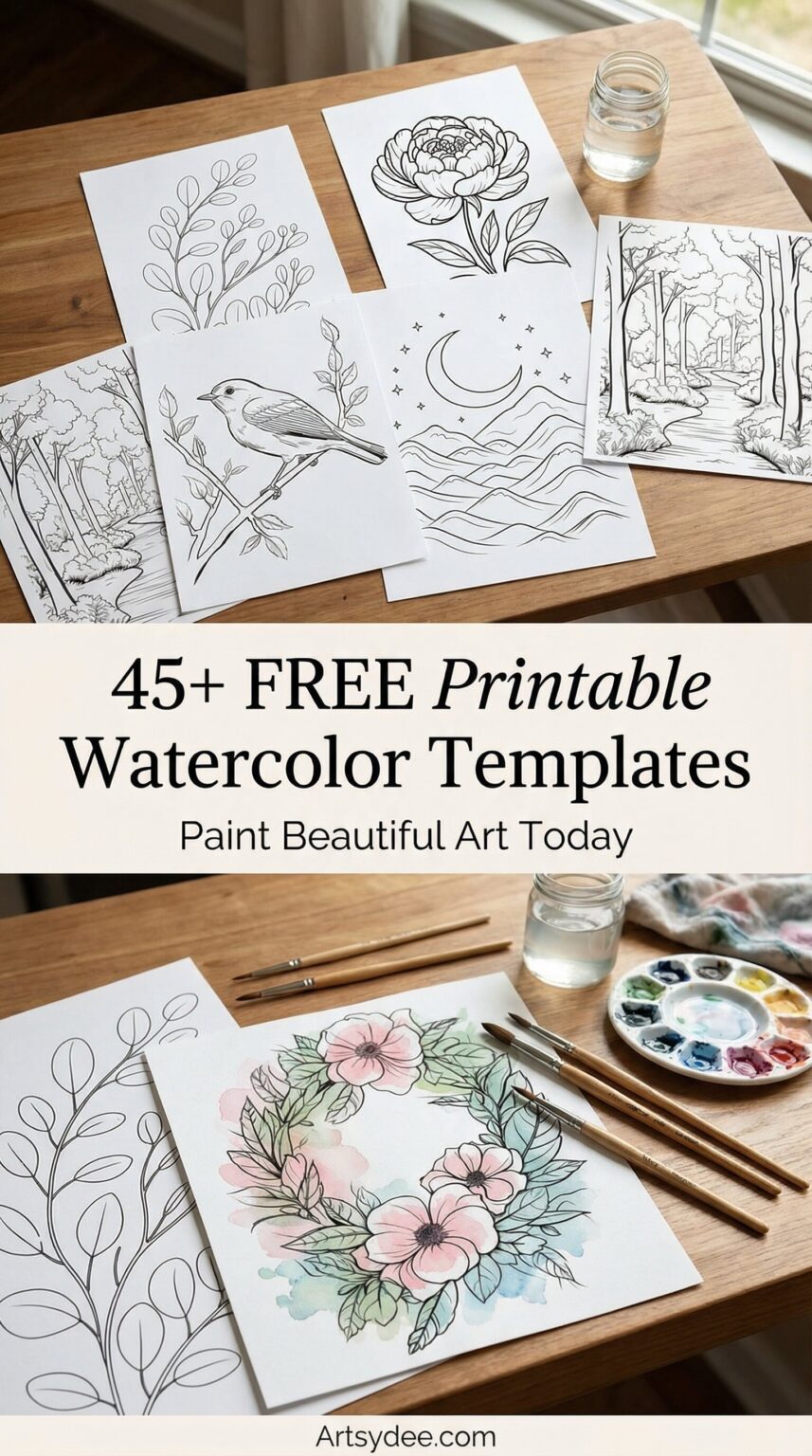 45+ Free Watercolor Templates to Paint Like a Pro (Printable ...