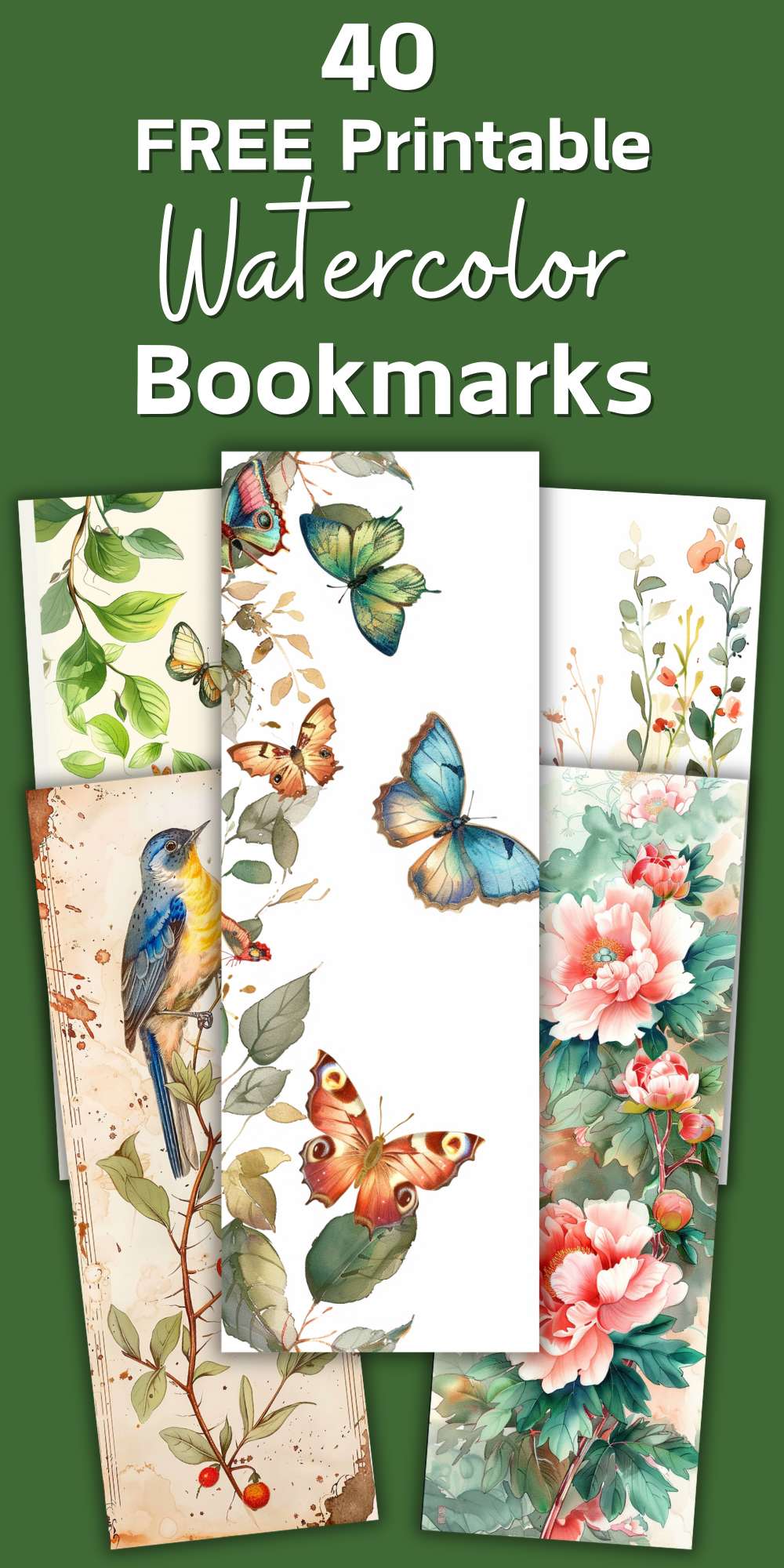 40 Free Printable Bookmarks: Whimsical Watercolor Designs for Book ...