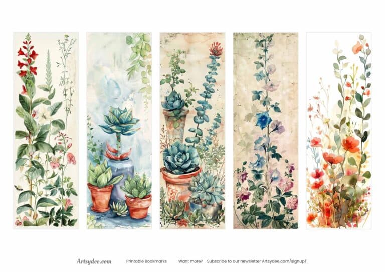 40 Free Printable Bookmarks: Whimsical Watercolor Designs for Book ...