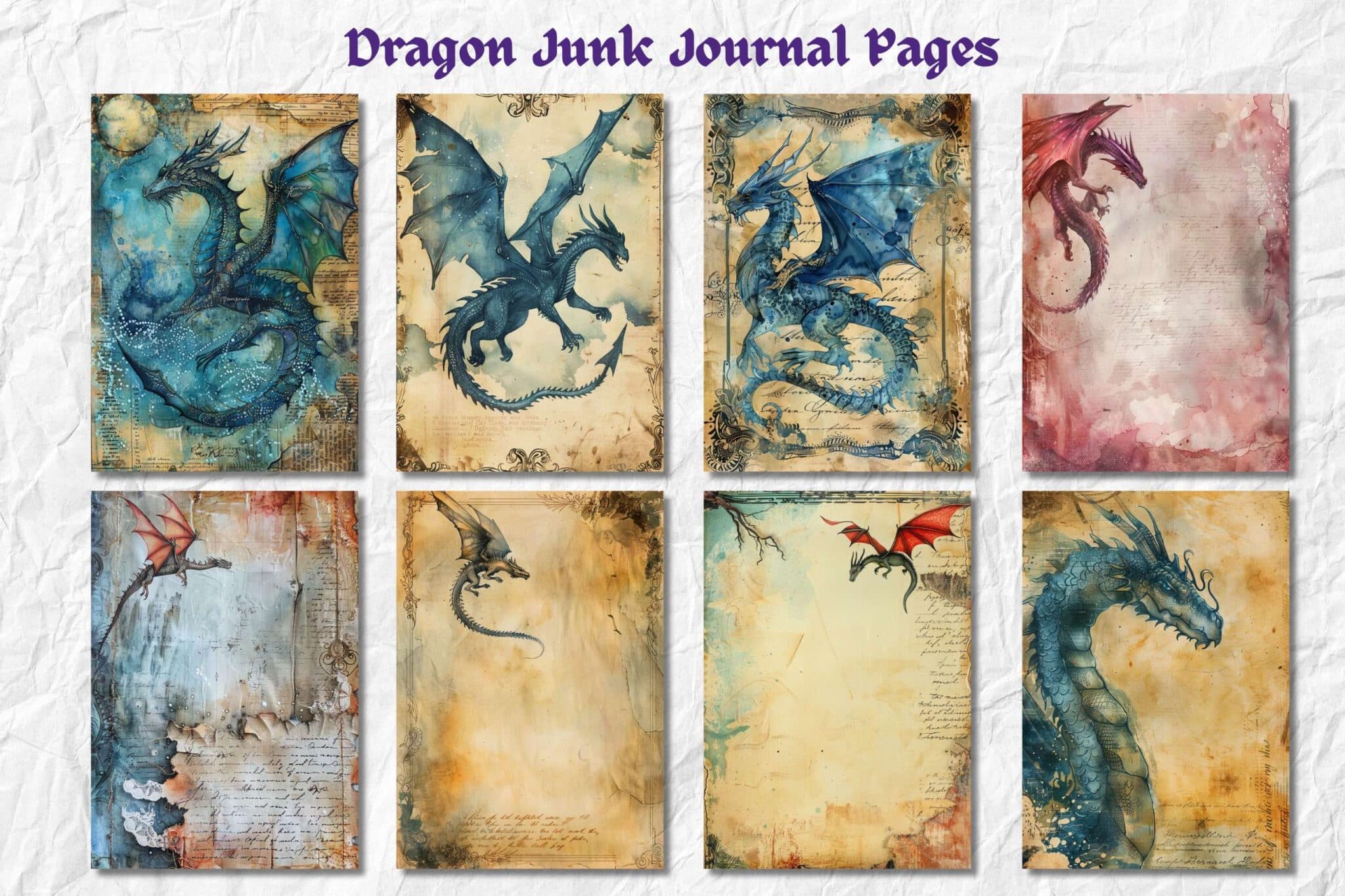 Mystical Dragon Junk Journal Kit: 83 High-Quality Pages, ATC, Ephemera ...