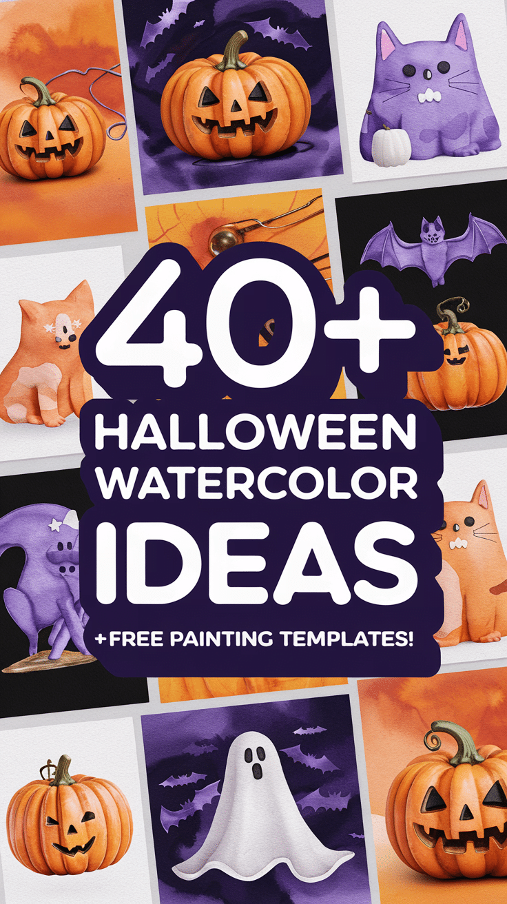 40+ Halloween Watercolor Ideas (+FREE Printable Painting Templates ...