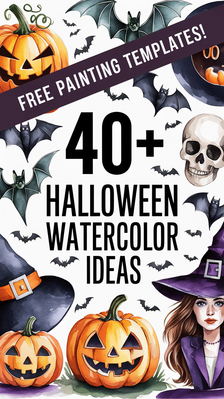 40+ Halloween Watercolor Ideas (+FREE Printable Painting Templates ...