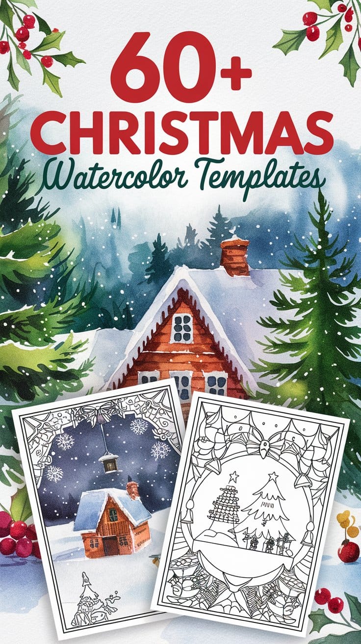 60+ Christmas Watercolor Templates (+5 Free Printables!) - Artsydee ...