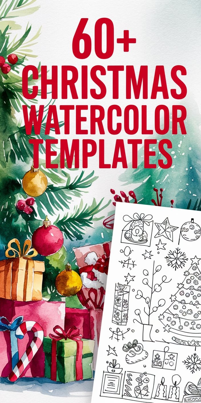 60+ Christmas Watercolor Templates (+5 Free Printables!) - Artsydee ...