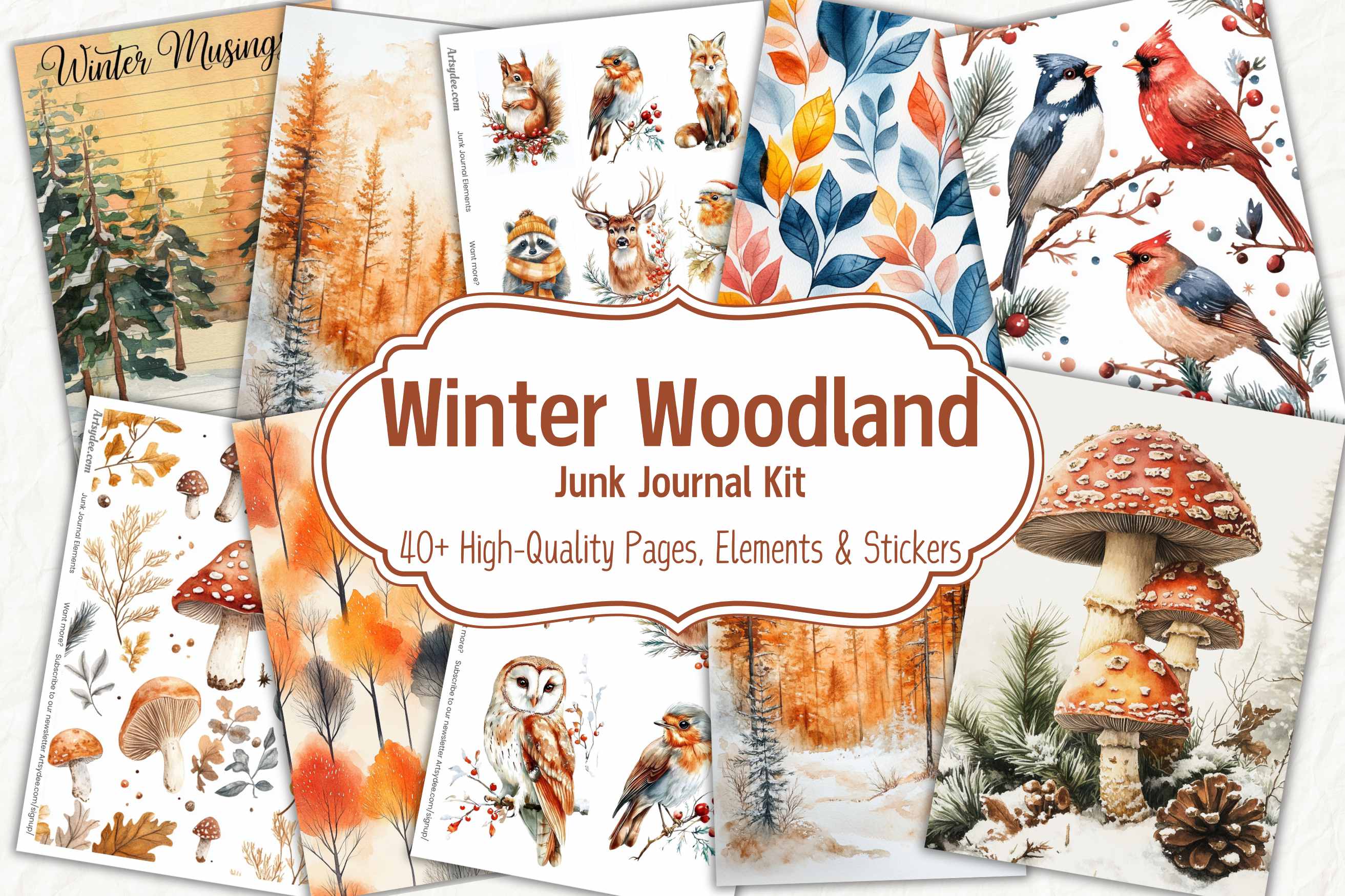 Winter Woodland Junk Journal Printables – 40 Pages of Cozy Forest ...