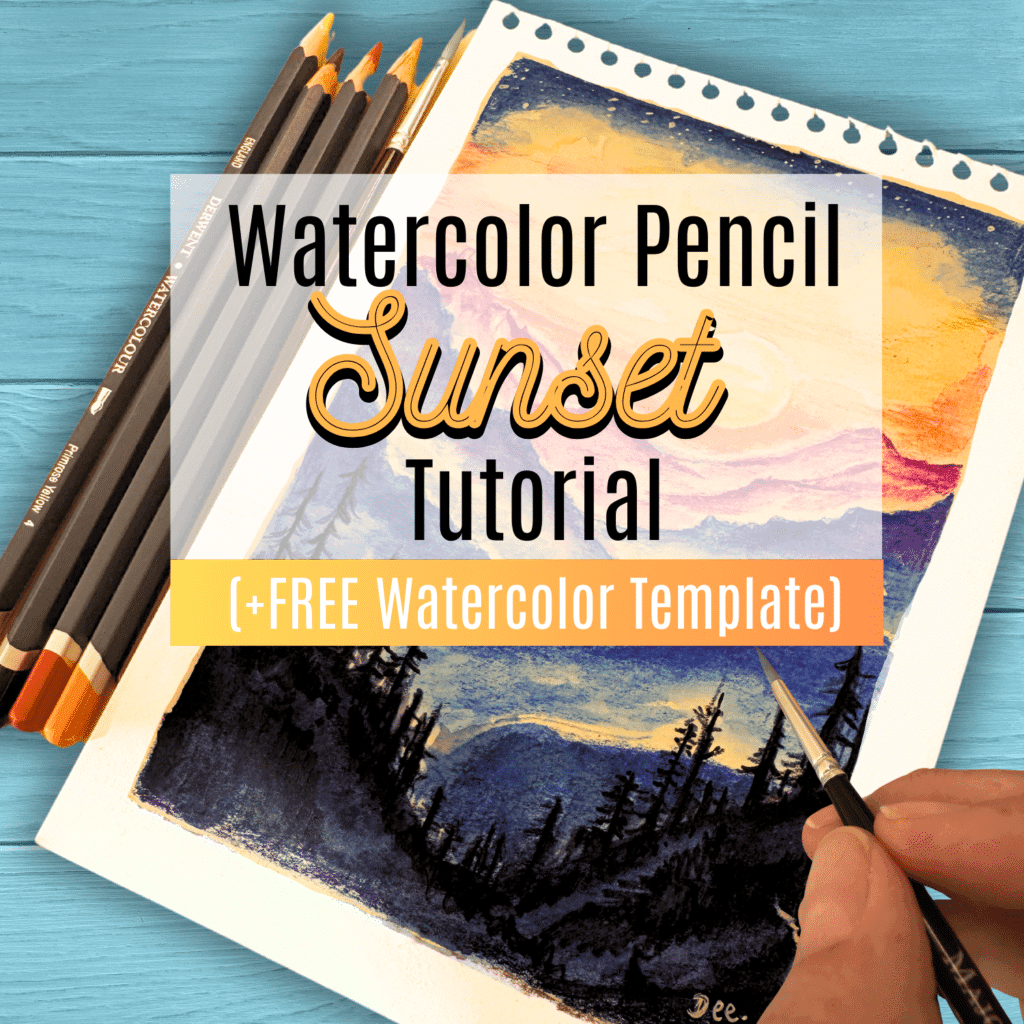 Watercolor Pencil Sunset Tutorial + Free Printable Template 🎨🌅 ...