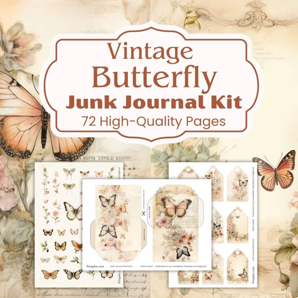 Vintage Butterfly Junk Journal Kit – Printable Ephemera for Creative ...