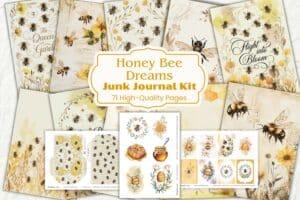 Honey Dreams Bee Junk Journal Kit – 71 Gorgeous Bee-Themed Pages ...