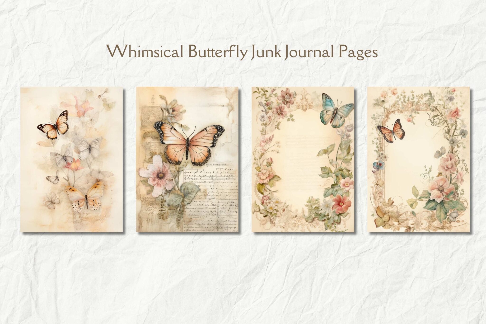 Vintage Butterfly Junk Journal Kit – Printable Ephemera for Creative ...