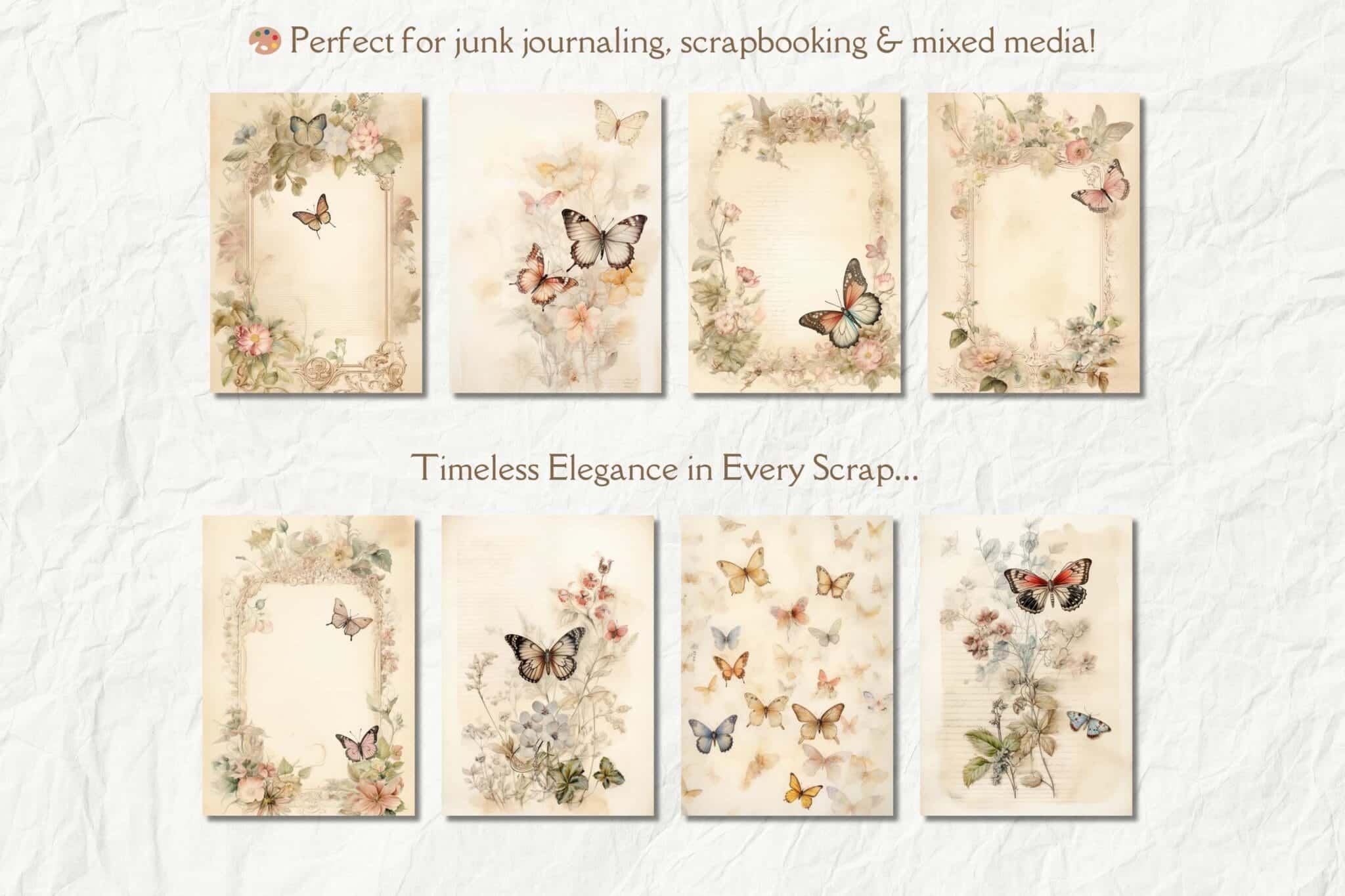 Vintage Butterfly Junk Journal Kit – Printable Ephemera for Creative ...