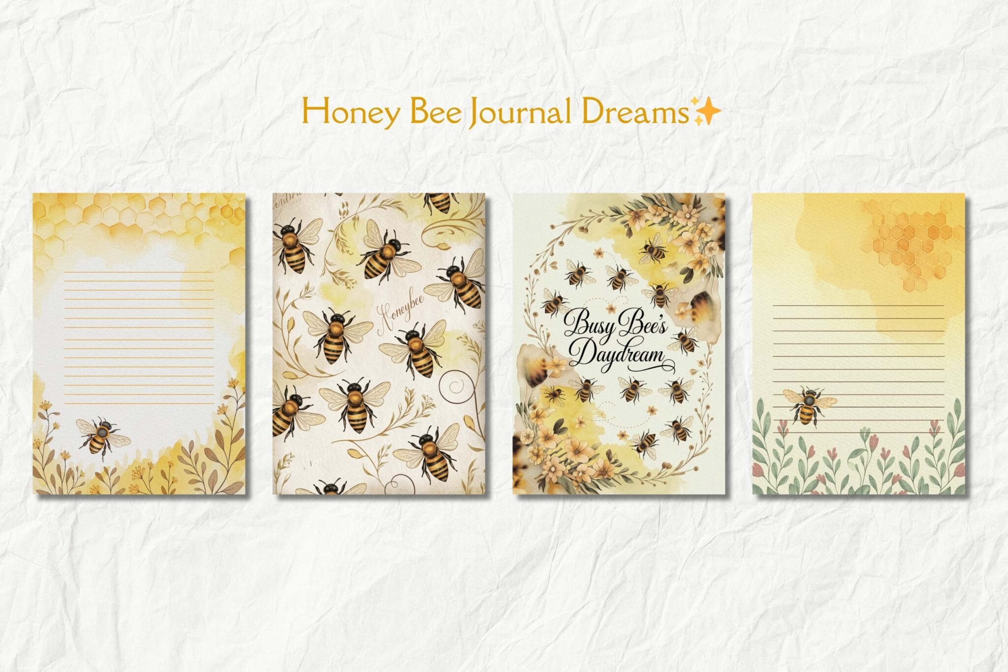 Honey Dreams Bee Junk Journal Kit – 71 Gorgeous Bee-Themed Pages ...