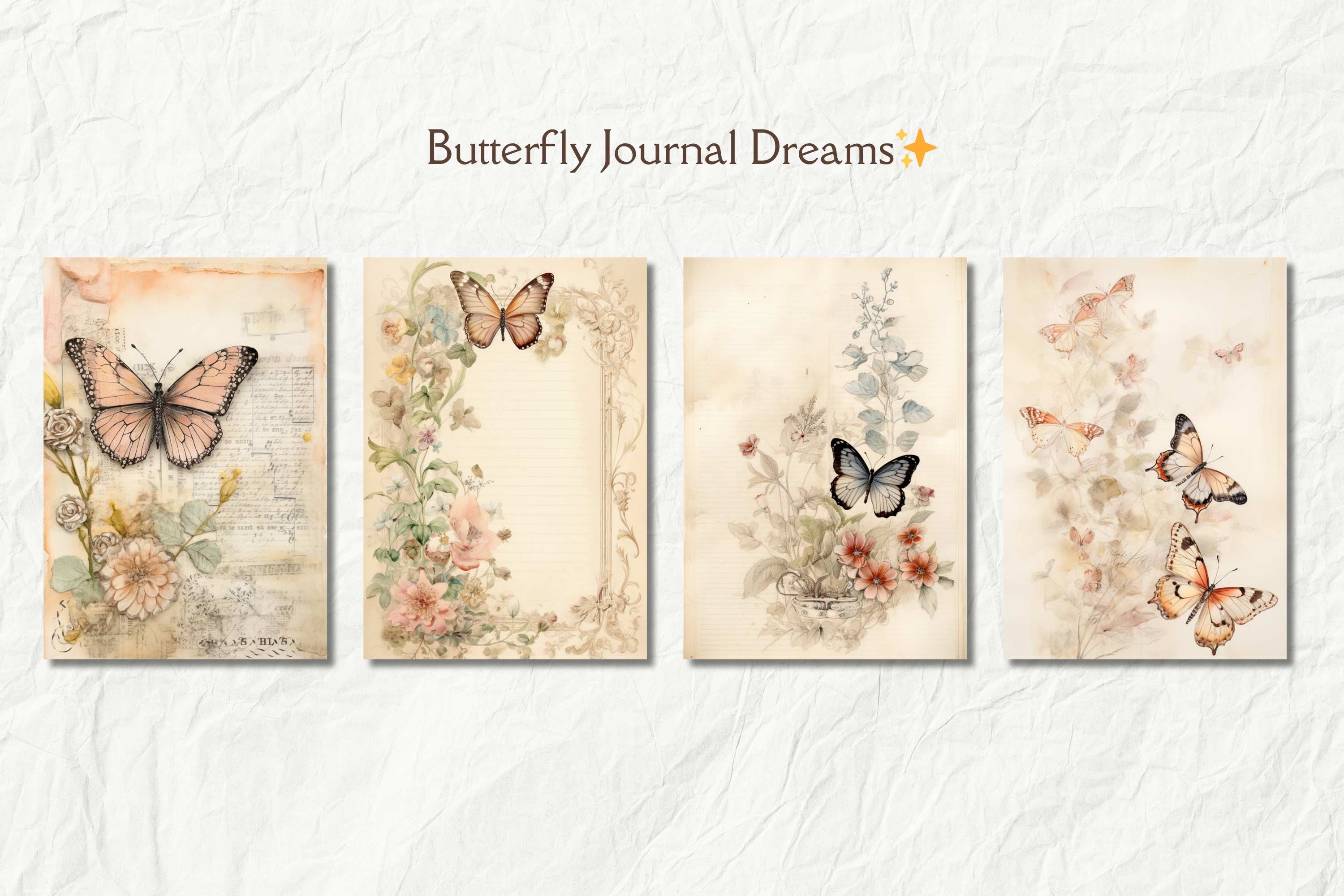 Vintage Butterfly Junk Journal Kit – Printable Ephemera for Creative ...