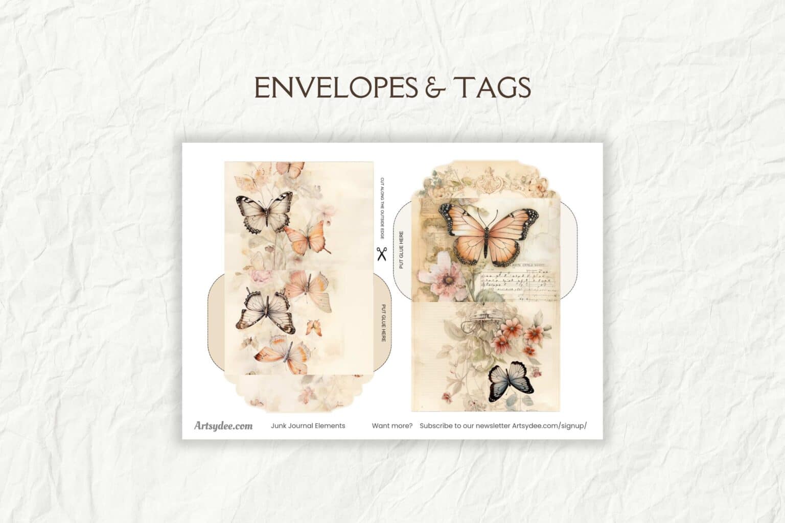 Vintage Butterfly Junk Journal Kit – Printable Ephemera for Creative ...