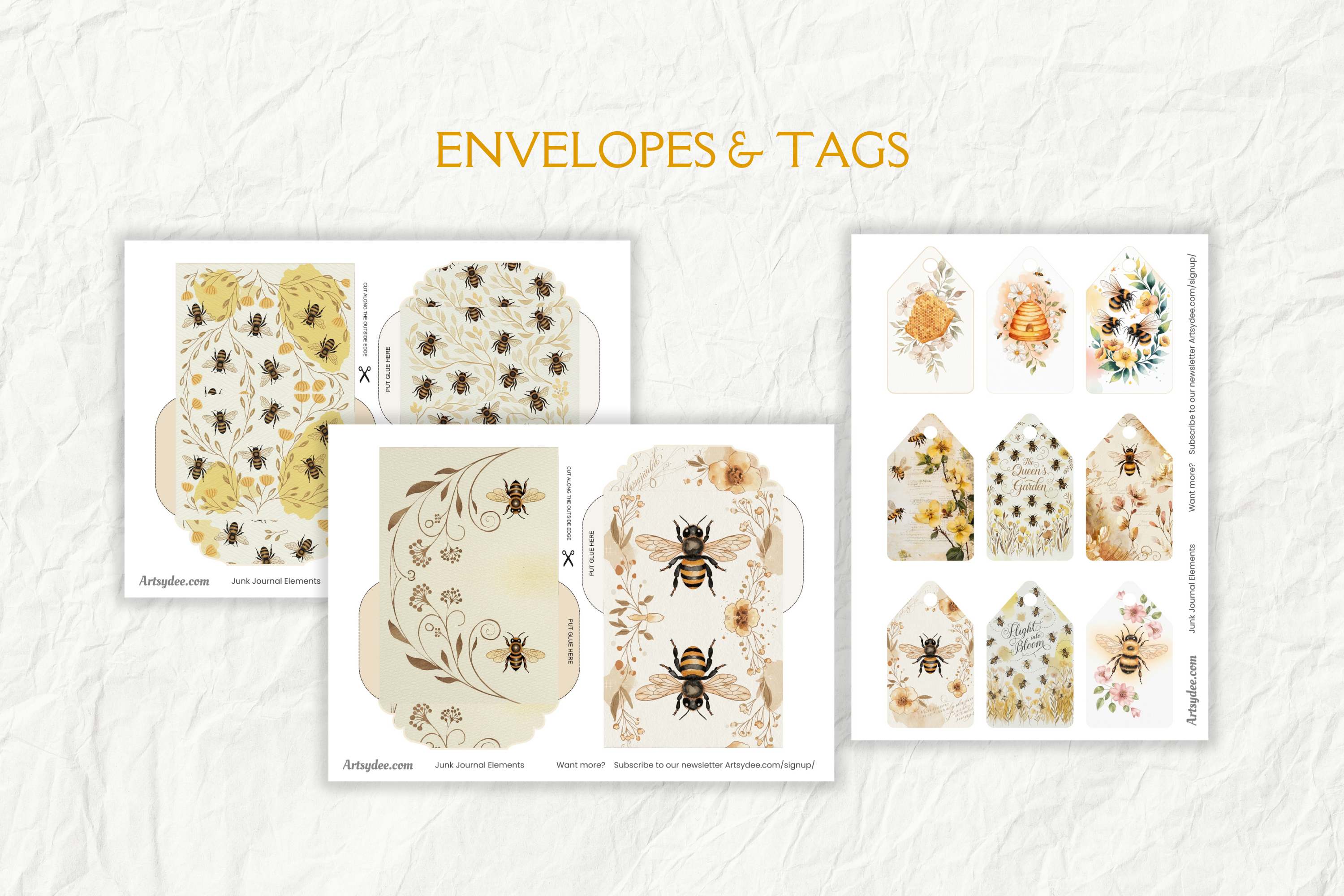 Honey Dreams Bee Junk Journal Kit – 71 Gorgeous Bee-Themed Pages ...
