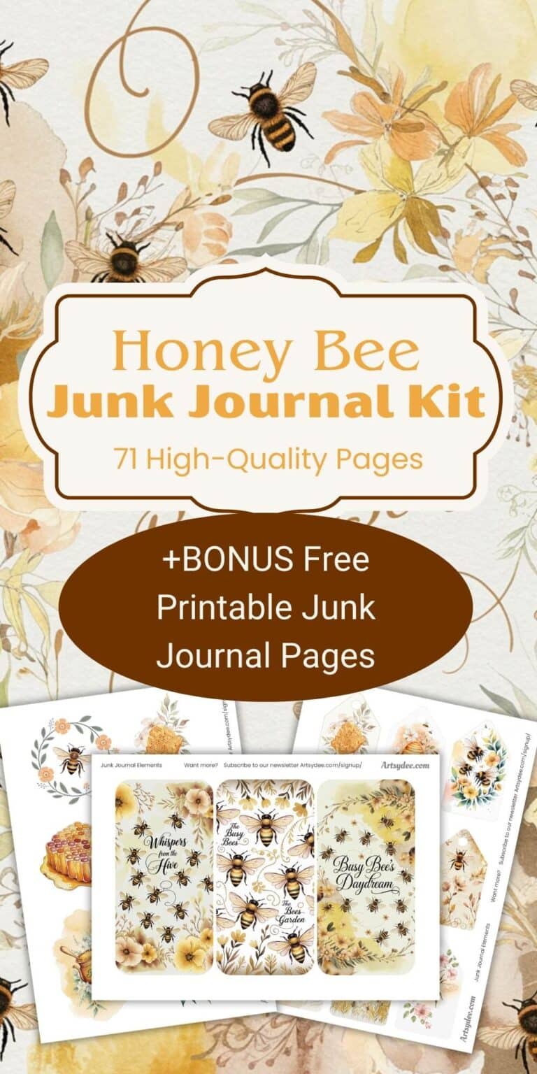 Honey Dreams Bee Junk Journal Kit – 71 Gorgeous Bee-Themed Pages ...