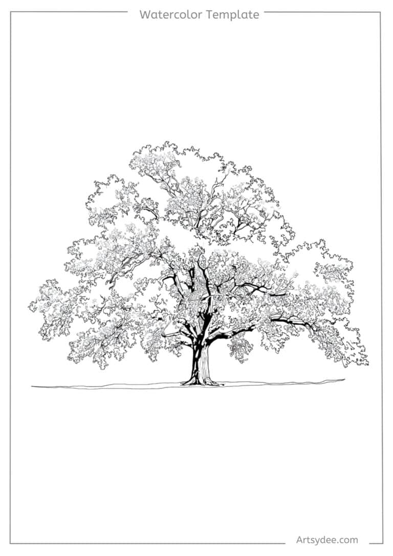 15 Free Printable Watercolor Tree Templates to Practice Your Painting ...