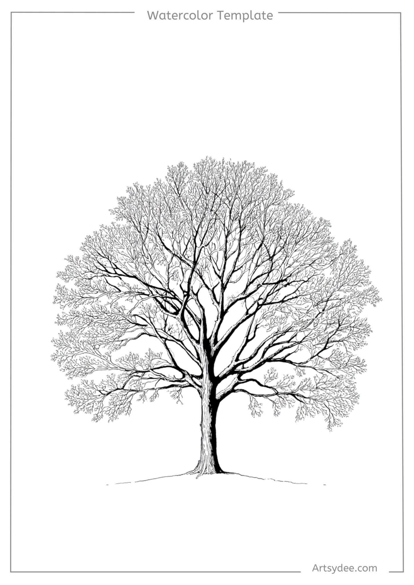 15 Free Printable Watercolor Tree Templates to Practice Your Painting ...
