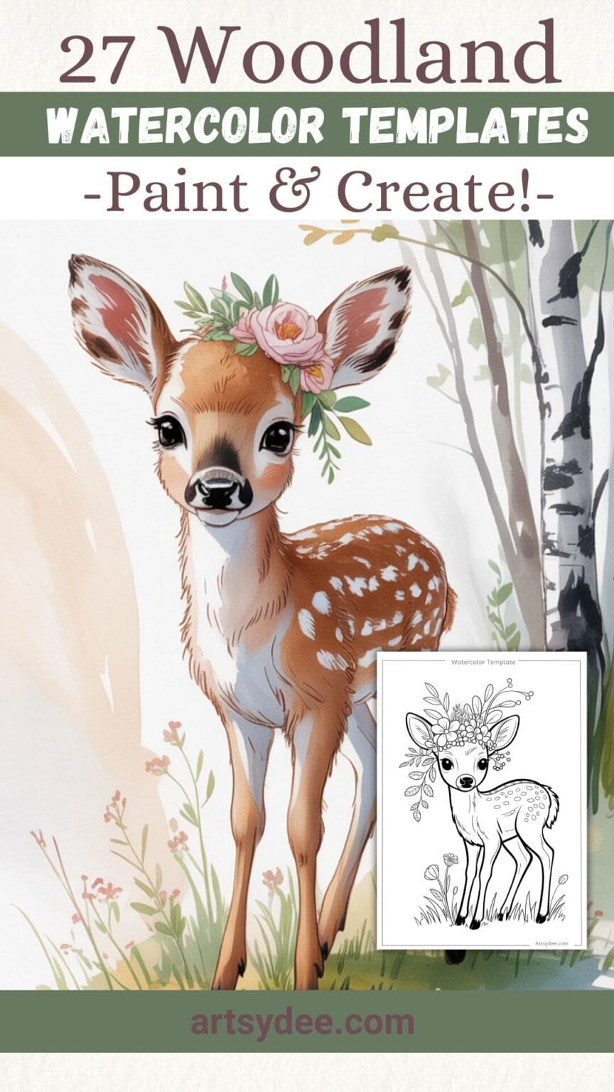 🌿 Whimsical Woodland Animals Watercolor Templates & Digital Stamps (27 ...
