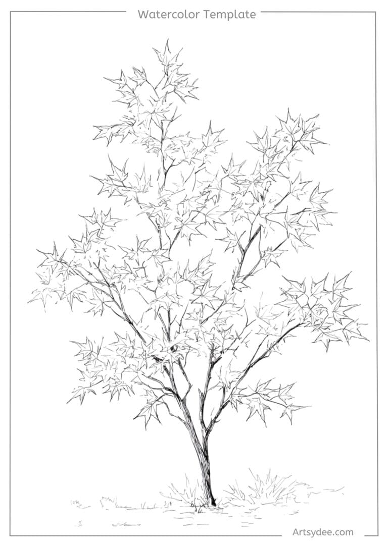 15 Free Printable Watercolor Tree Templates to Practice Your Painting ...