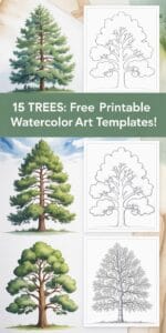 15 Free Printable Watercolor Tree Templates to Practice Your Painting ...