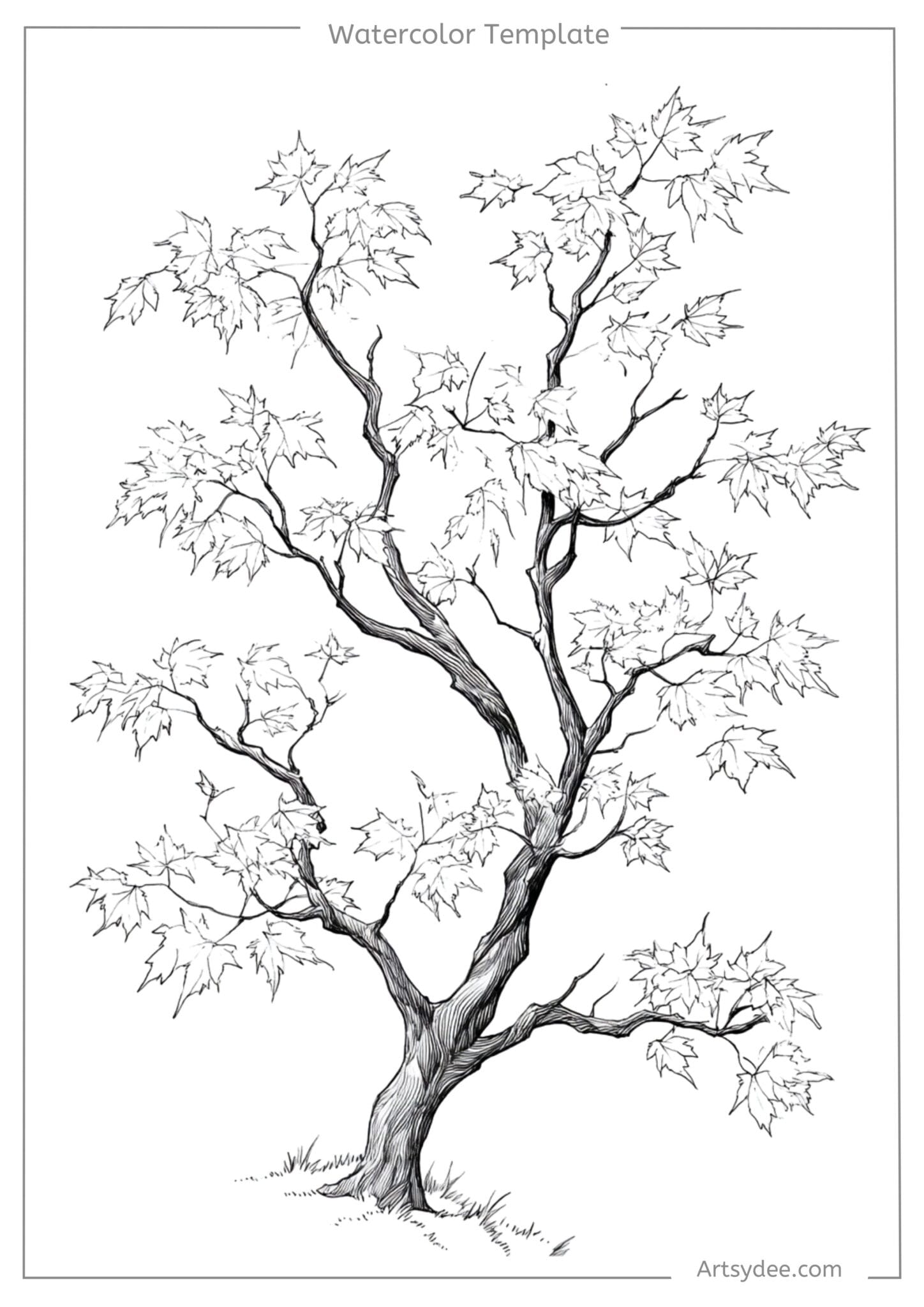 15 Free Printable Watercolor Tree Templates to Practice Your Painting ...